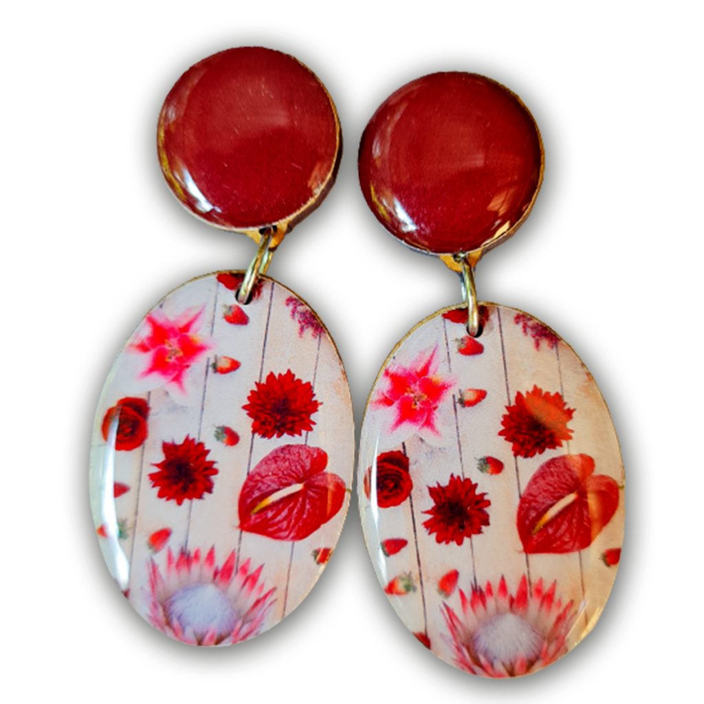 Earrings (Maroon Button) - Inspire Online Shop